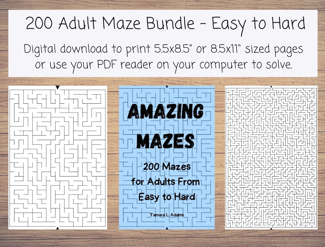 Amazing Mazes: 200 Printable Mazes for Adults From Easy to Hard With ...
