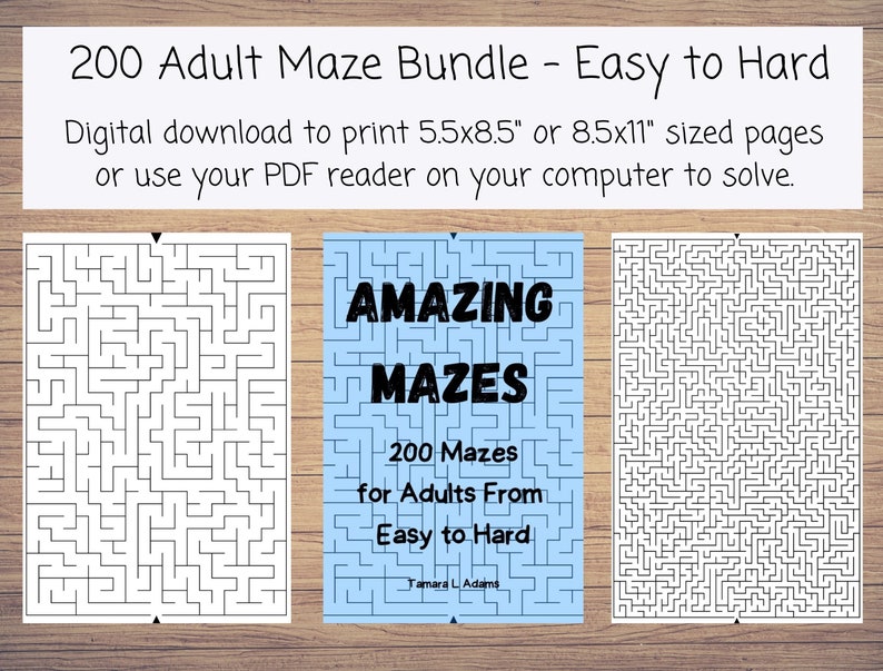 Amazing Mazes: 200 Printable Mazes for Adults From Easy to Hard With ...