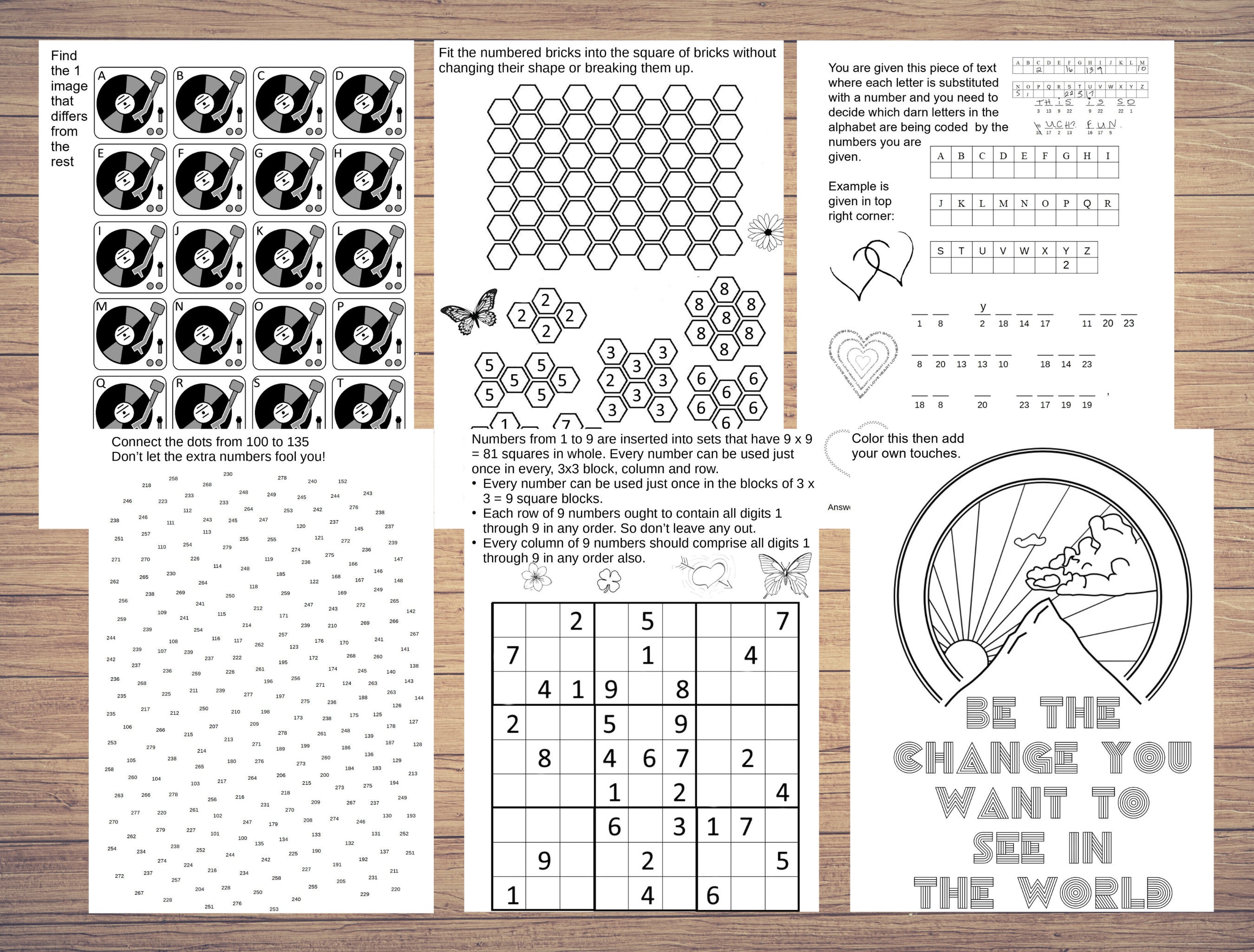 75 Printable Adult Activities, Adult Games: Coloring, Spot Difference ...
