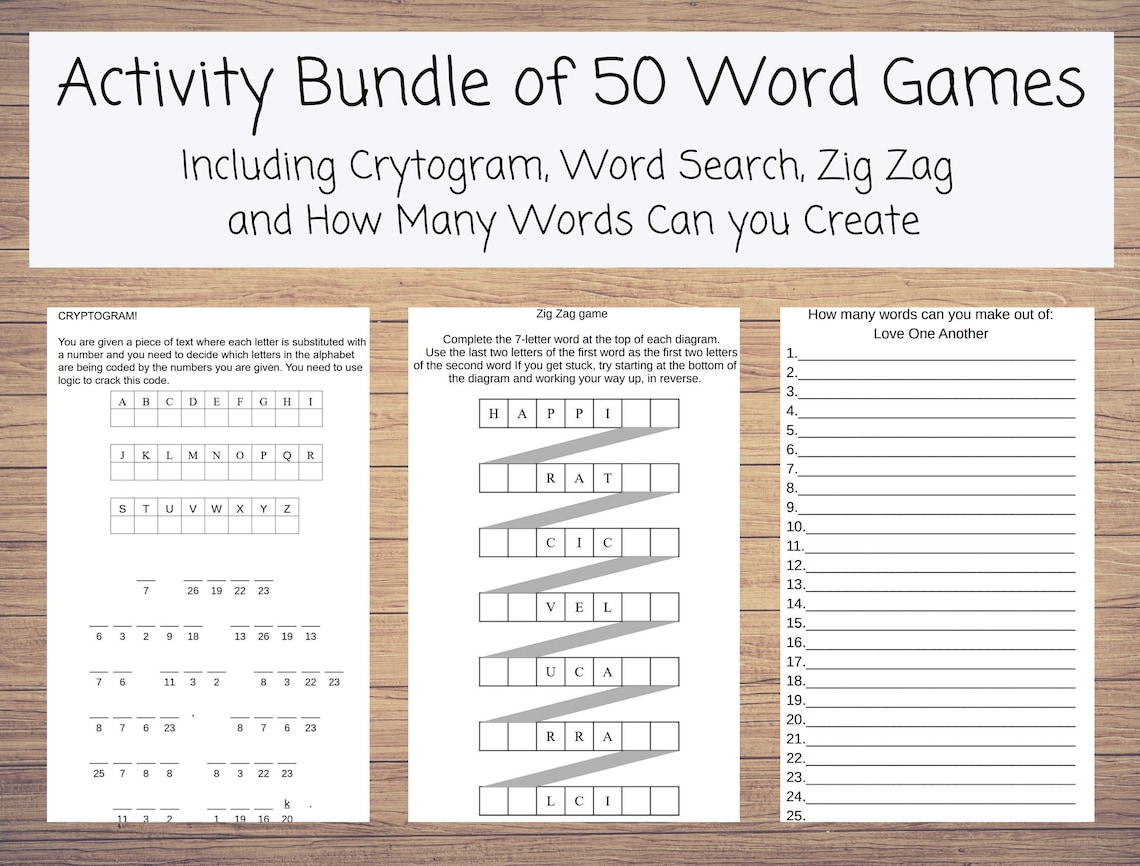 Word Activity Book for Adults With 100 Word Games Word - Etsy