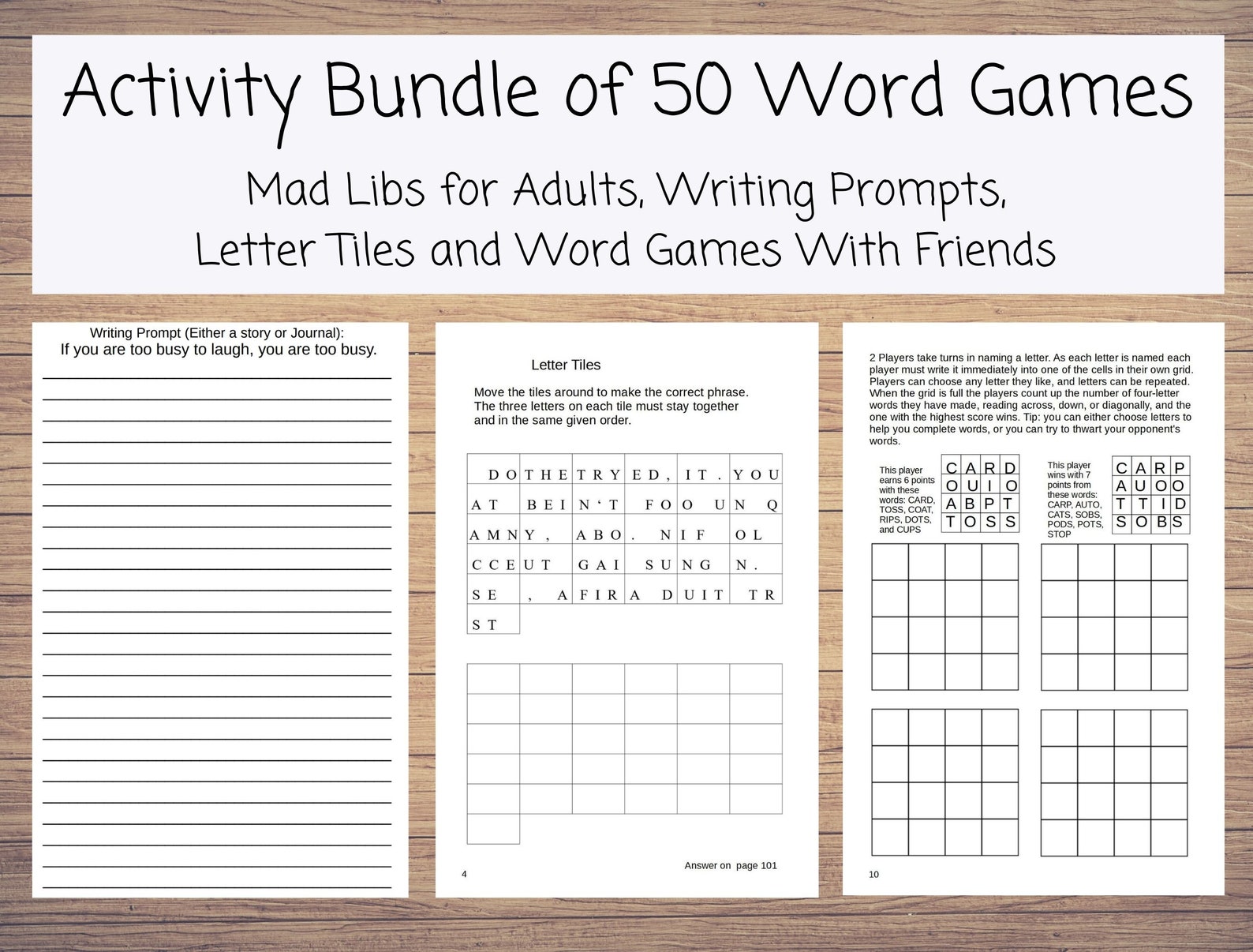 Word Activity Book for Adults With 100 Word Games Word - Etsy