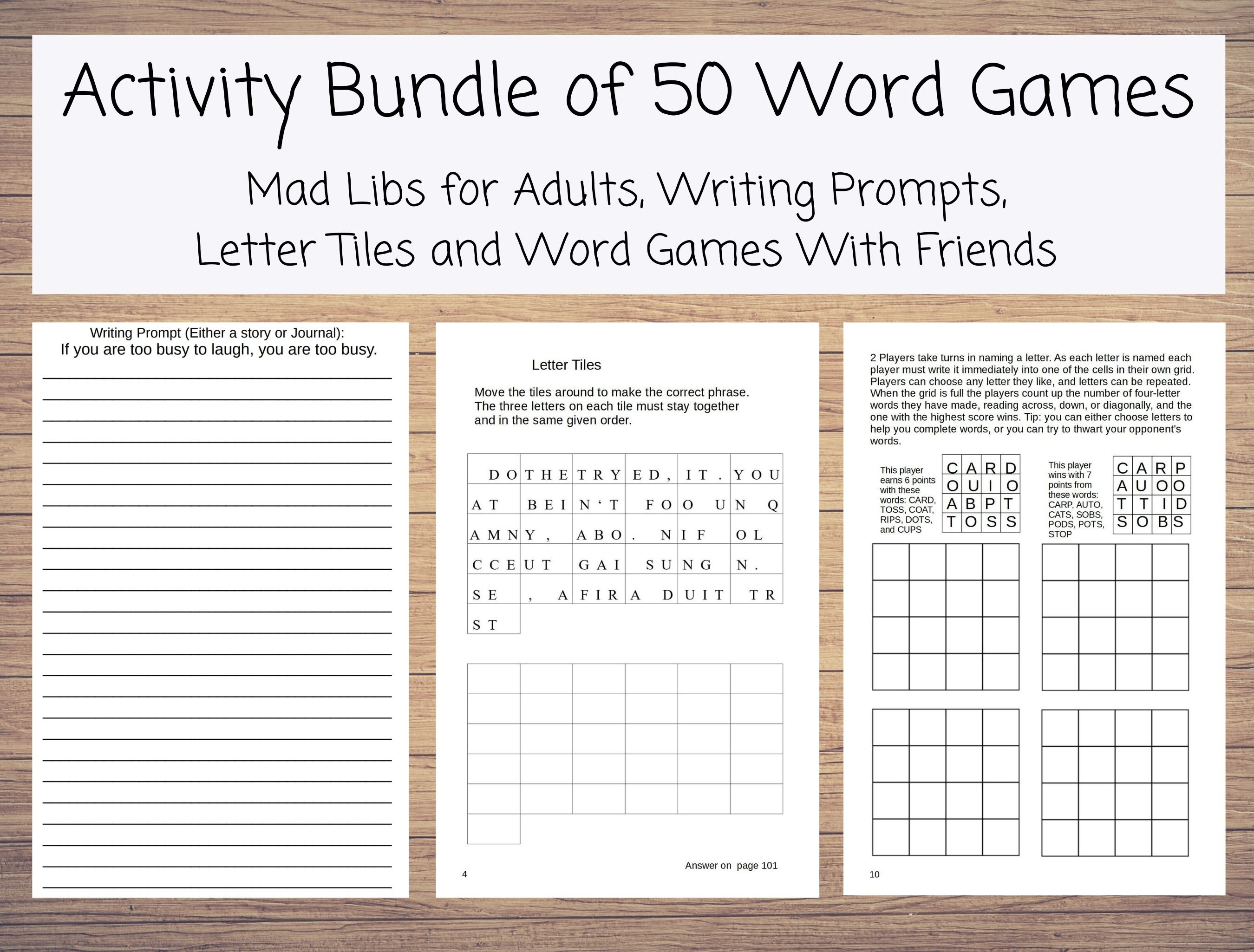 Word Activity Book for Adults With 100 Word Games Word - Etsy
