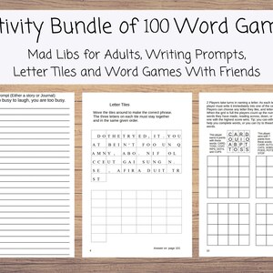 Word Activity Book for Adults With 100 Word Games, Word Search, Fallen ...