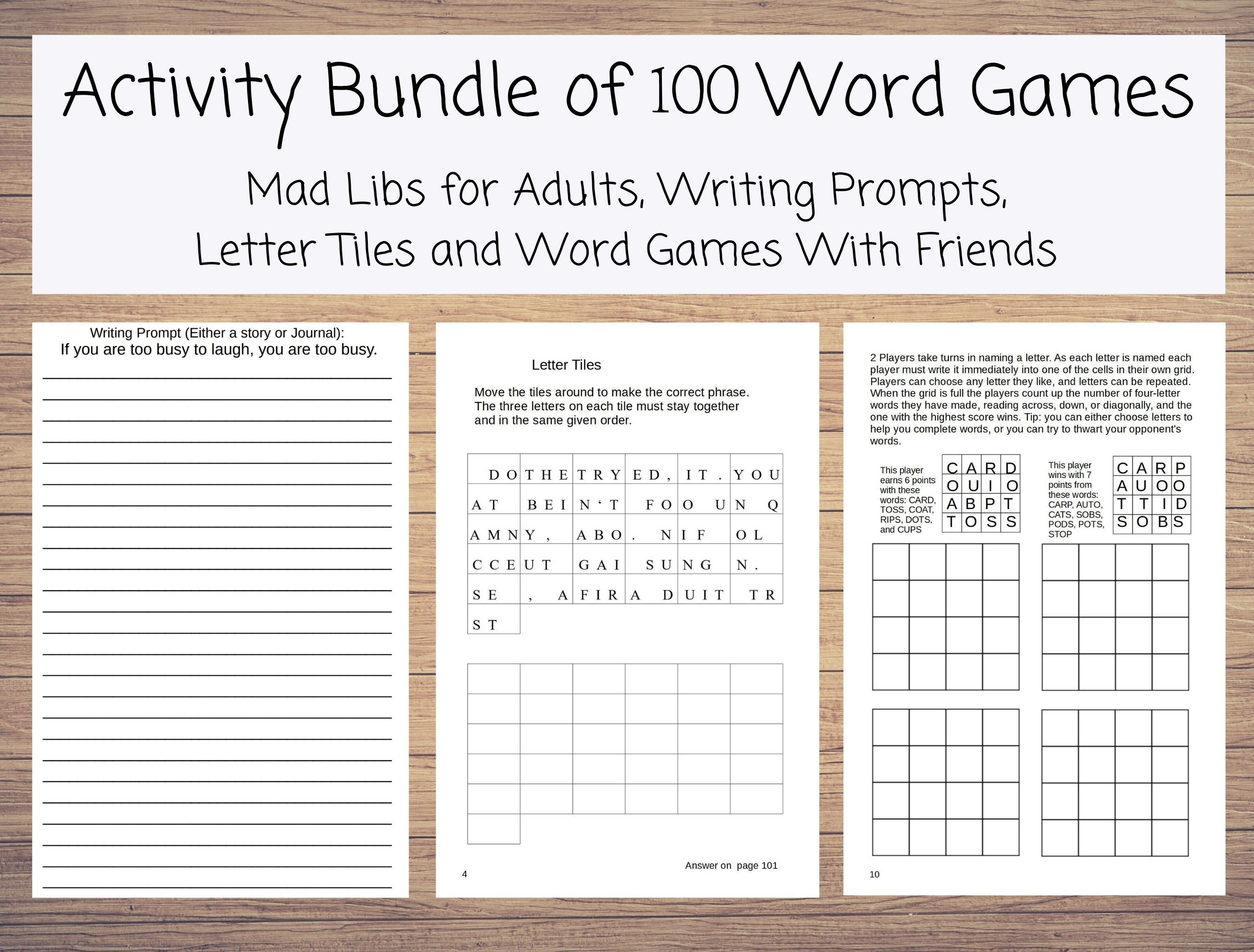 Word Activity Book for Adults With 100 Word Games, Word Search, Fallen ...