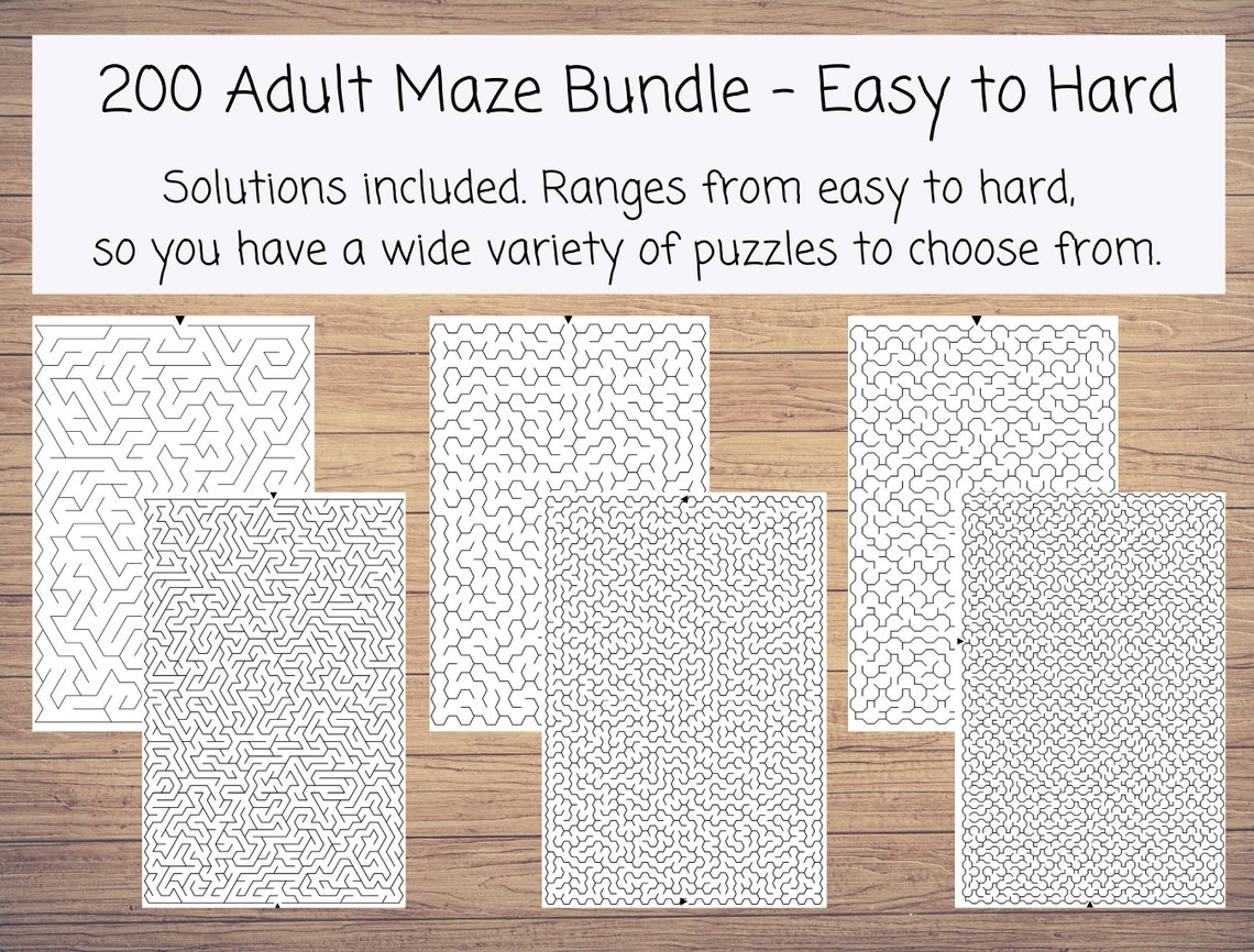 Amazing Mazes: 200 Printable Mazes for Adults From Easy to Hard With ...