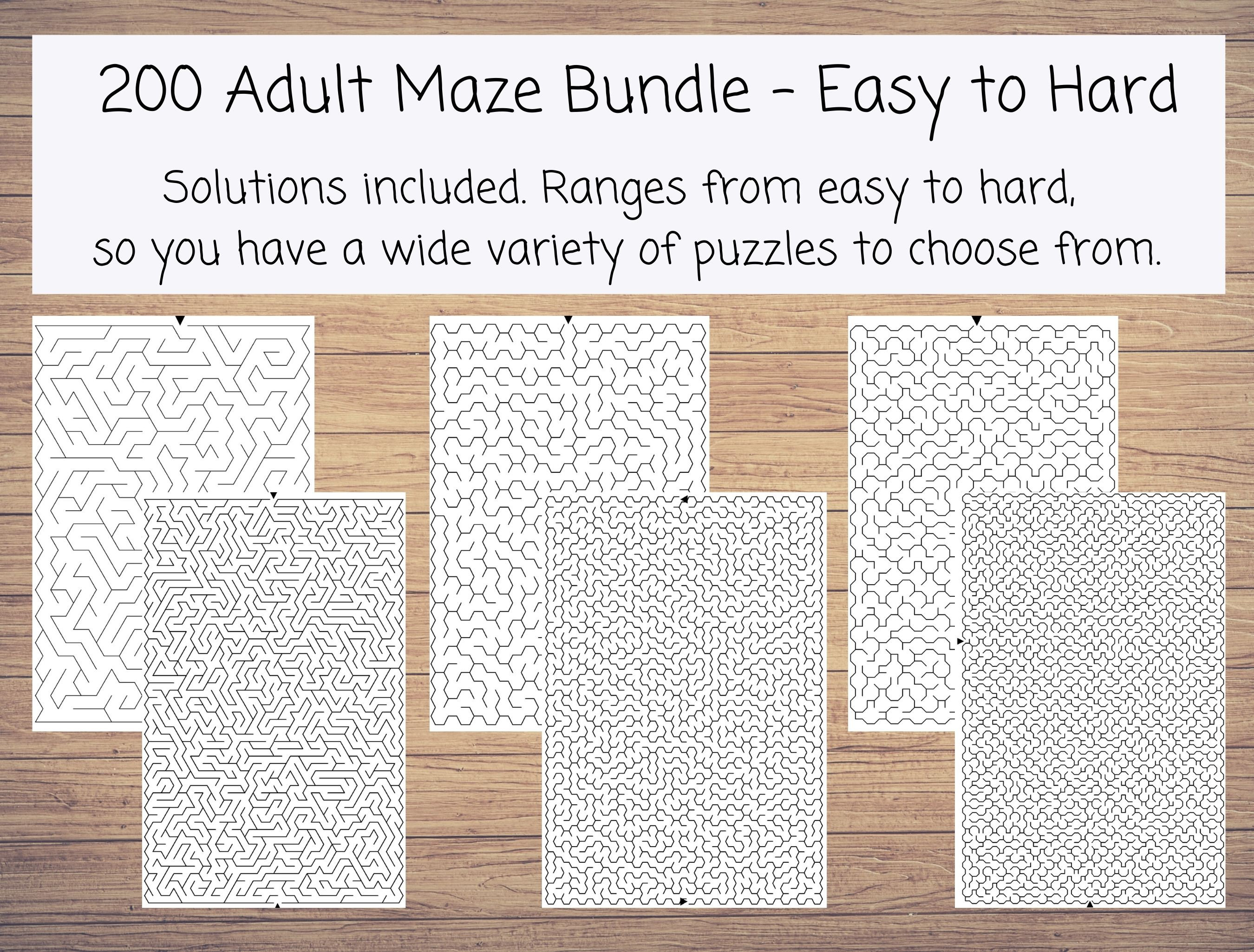 Amazing Mazes: 200 Printable Mazes for Adults From Easy to Hard With ...