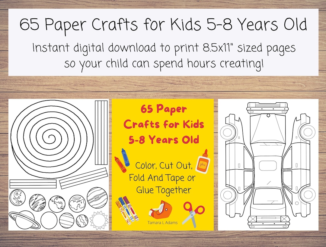 Instant Printable PDF 65 Paper Crafts for Kids 5-8 Years Old: Color ...