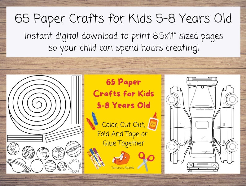 Instant Printable PDF 65 Paper Crafts for Kids 5-8 Years Old: Color ...