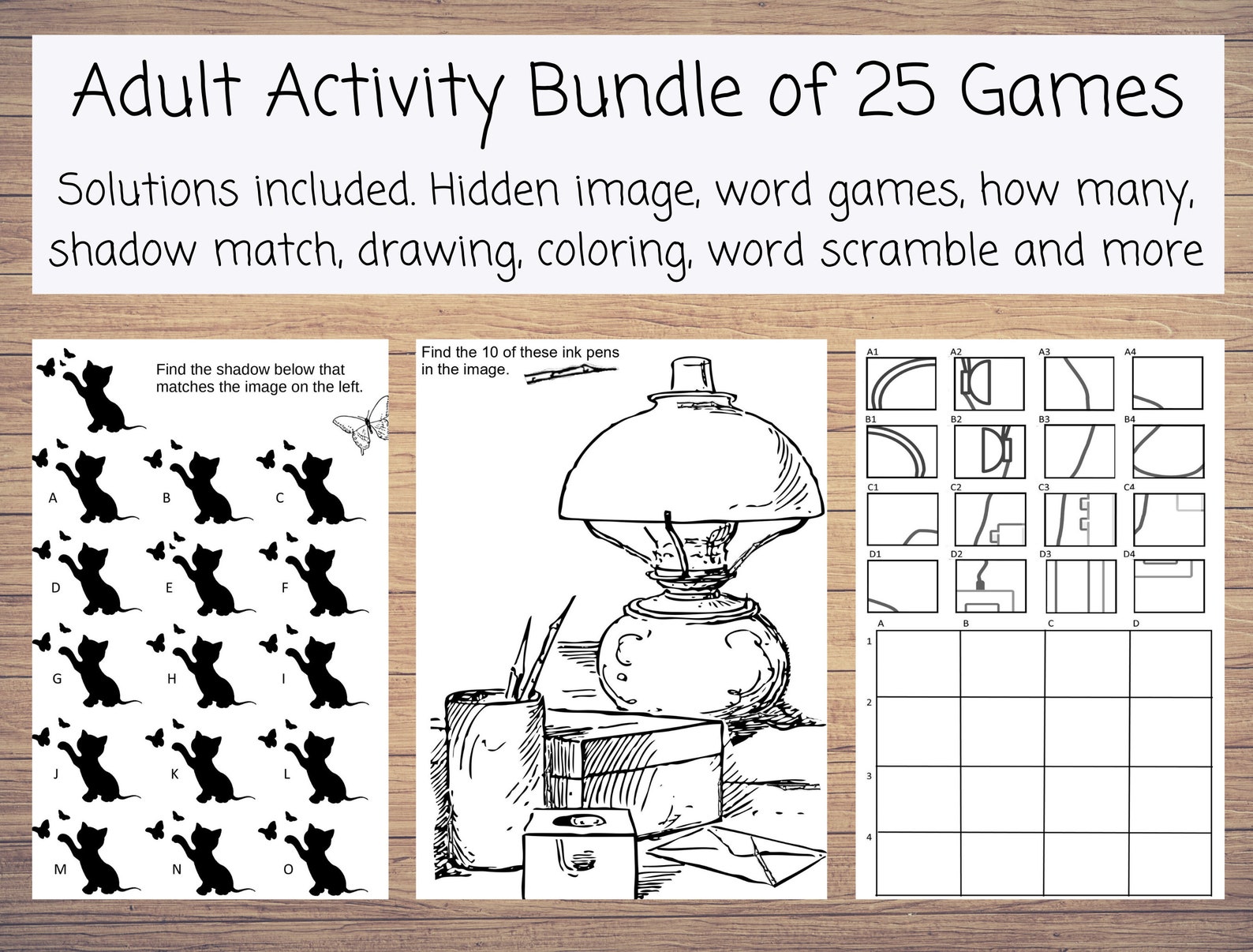 25 Printable Adult Activities Adult Games Coloring, Dot-to-dot, Hidden ...