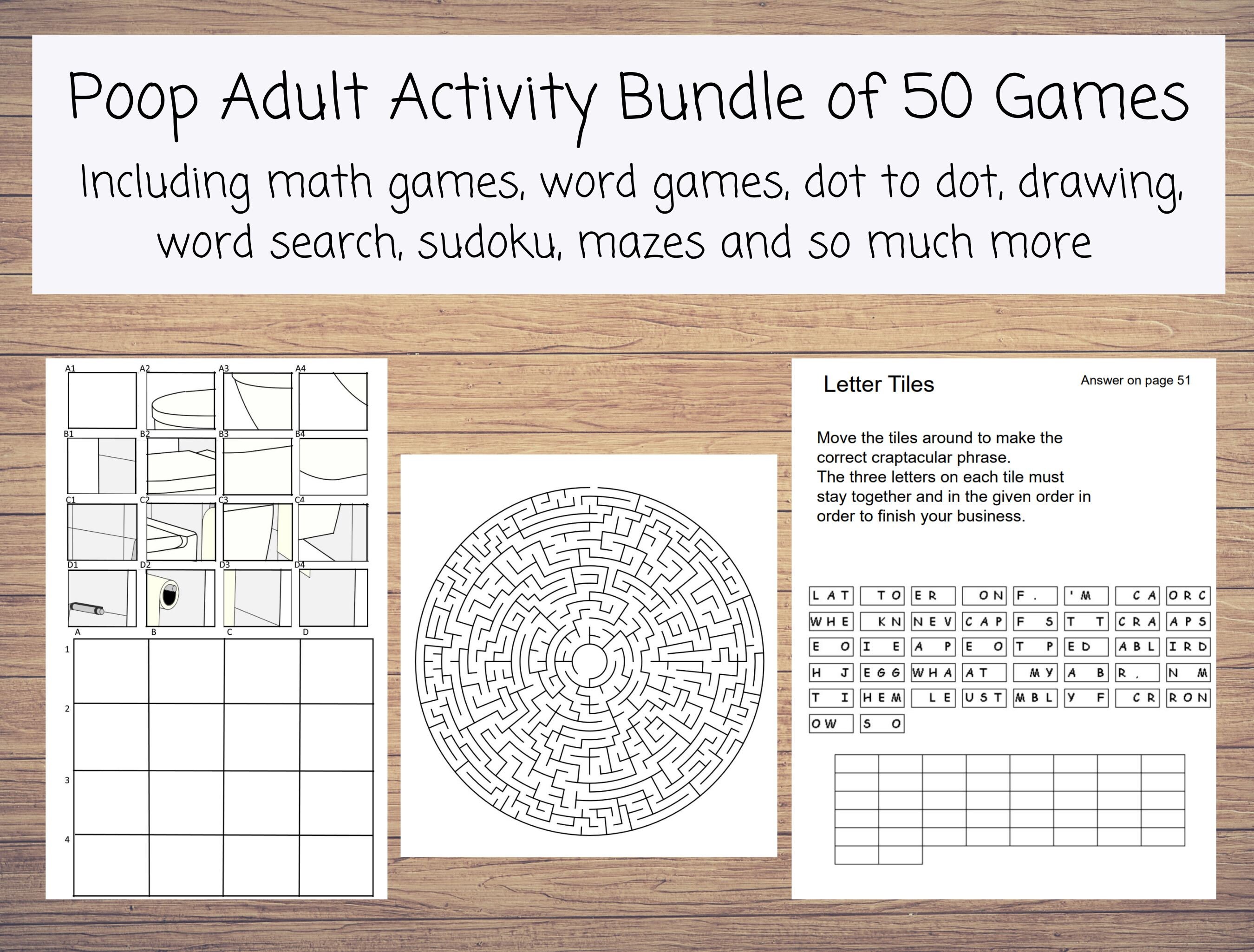 PDF Printable Activities to Do While You Number Two Adult Activity ...