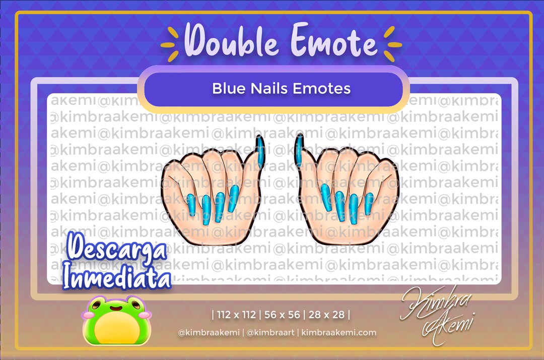 Twitch - Youtube - Discord | BLUE NAILS HANDS | Double Emote - Etsy