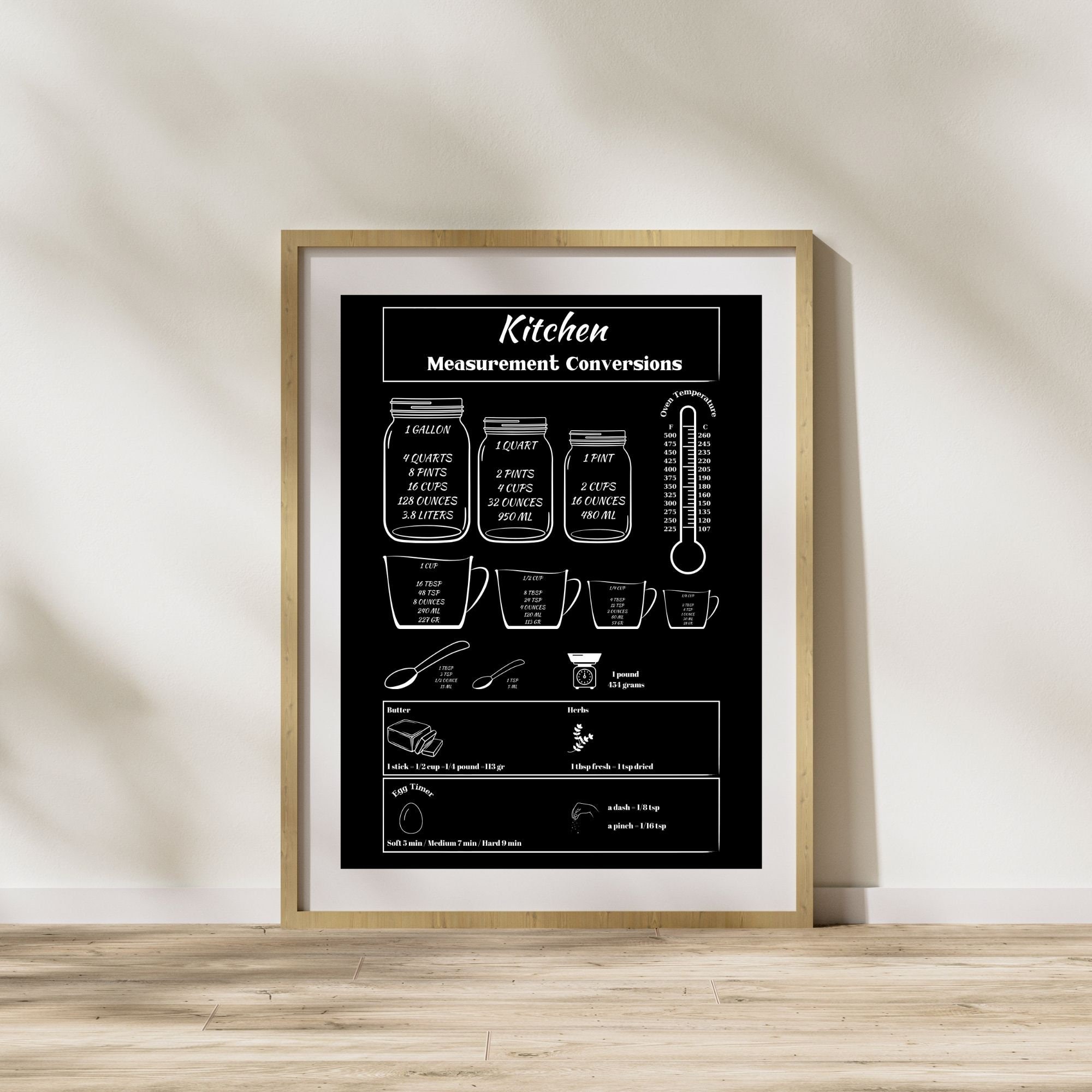 Black & Caramel Kitchen Conversion Sign for Kitchen Decor, Cooking ...