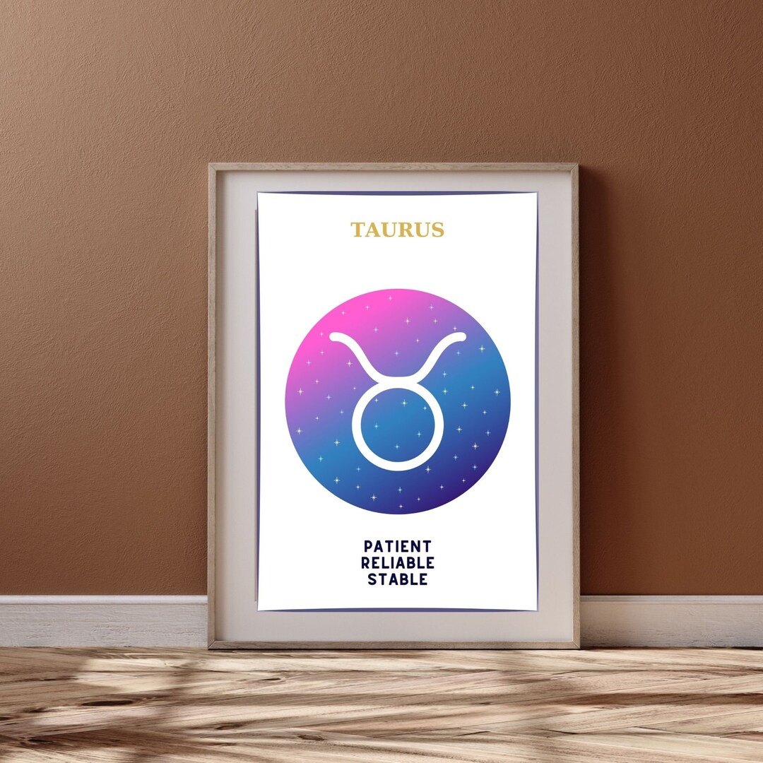 Taurus Zodiac Sign Wall Print Set, Zodiac Facts, Astrology Art, Taurus ...