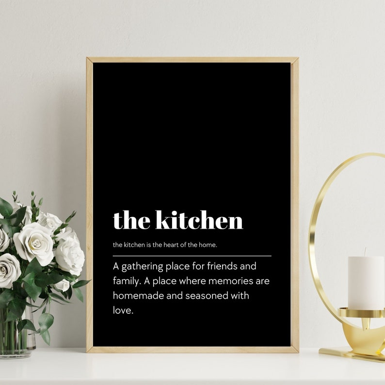 Black & White Kitchen Printable Art, the Kitchen Definition Poster ...