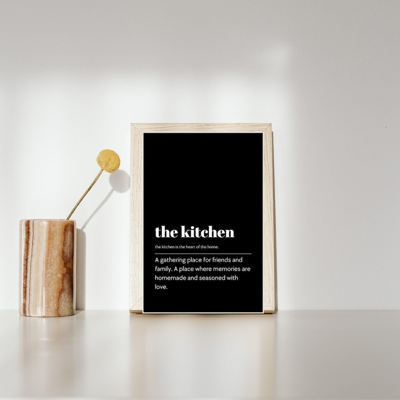 Black & White Kitchen Printable Art, the Kitchen Definition Poster ...