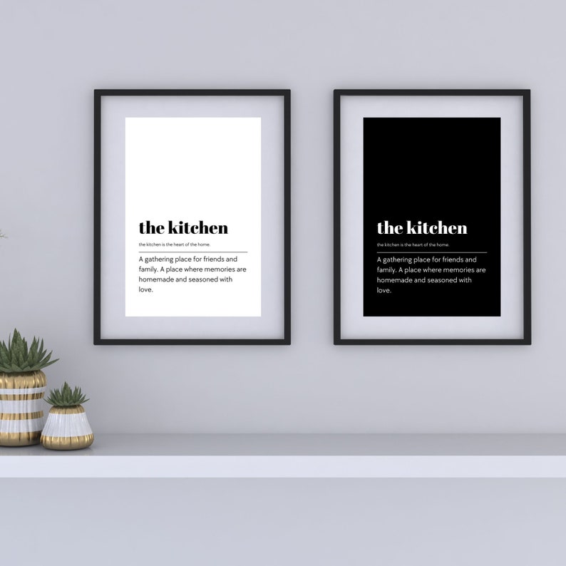 Black & White Kitchen Printable Art, the Kitchen Definition Poster ...