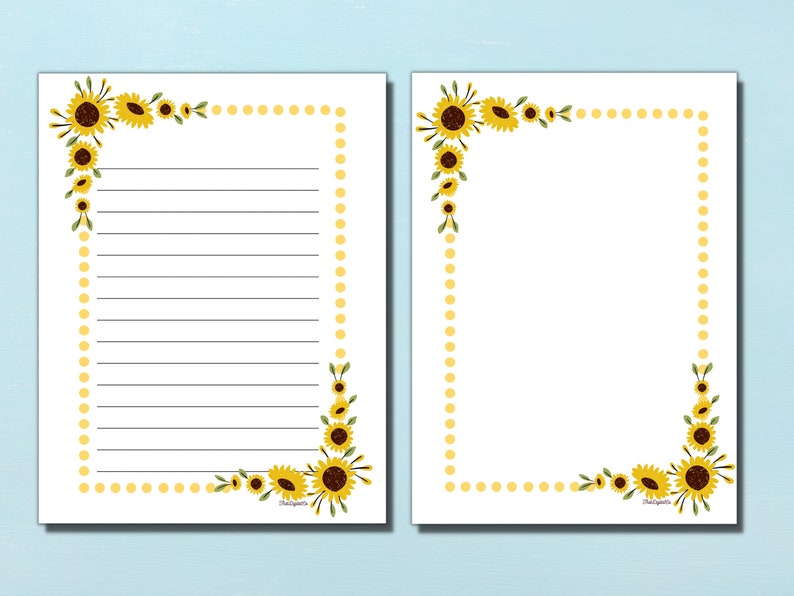 Sunflower Stationary-cute Stationary-floral Stationary-botanical ...
