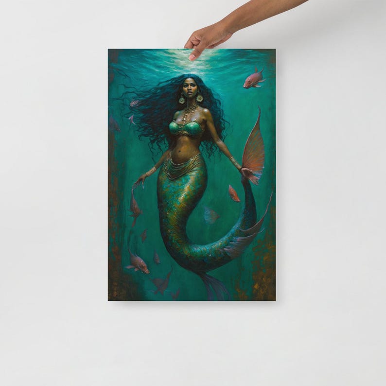 Black Mermaid Poster: African Water Goddess Yemaya, Yemoja Mami Wata ...