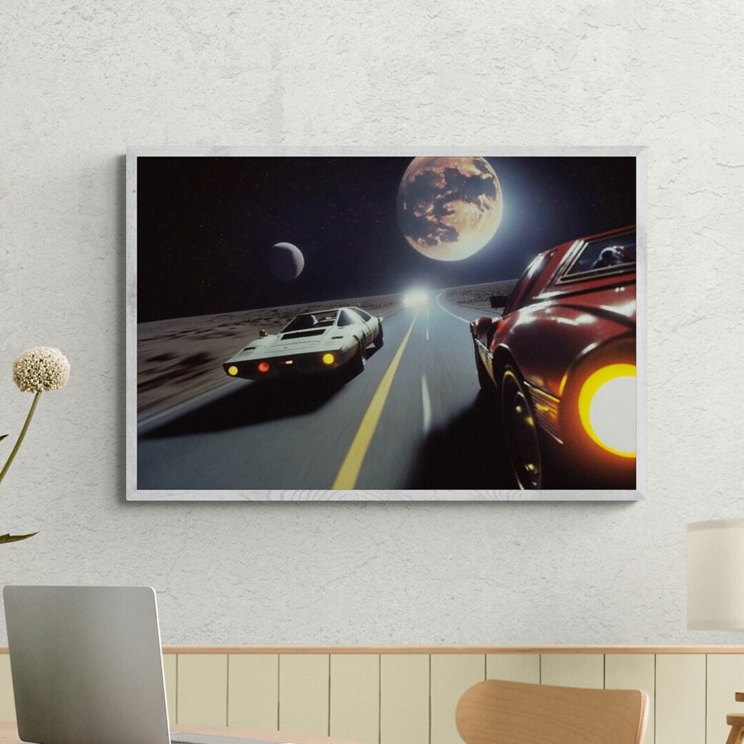 Space Race Poster Galactic Highway Art Space Age Decor Retro Future ...