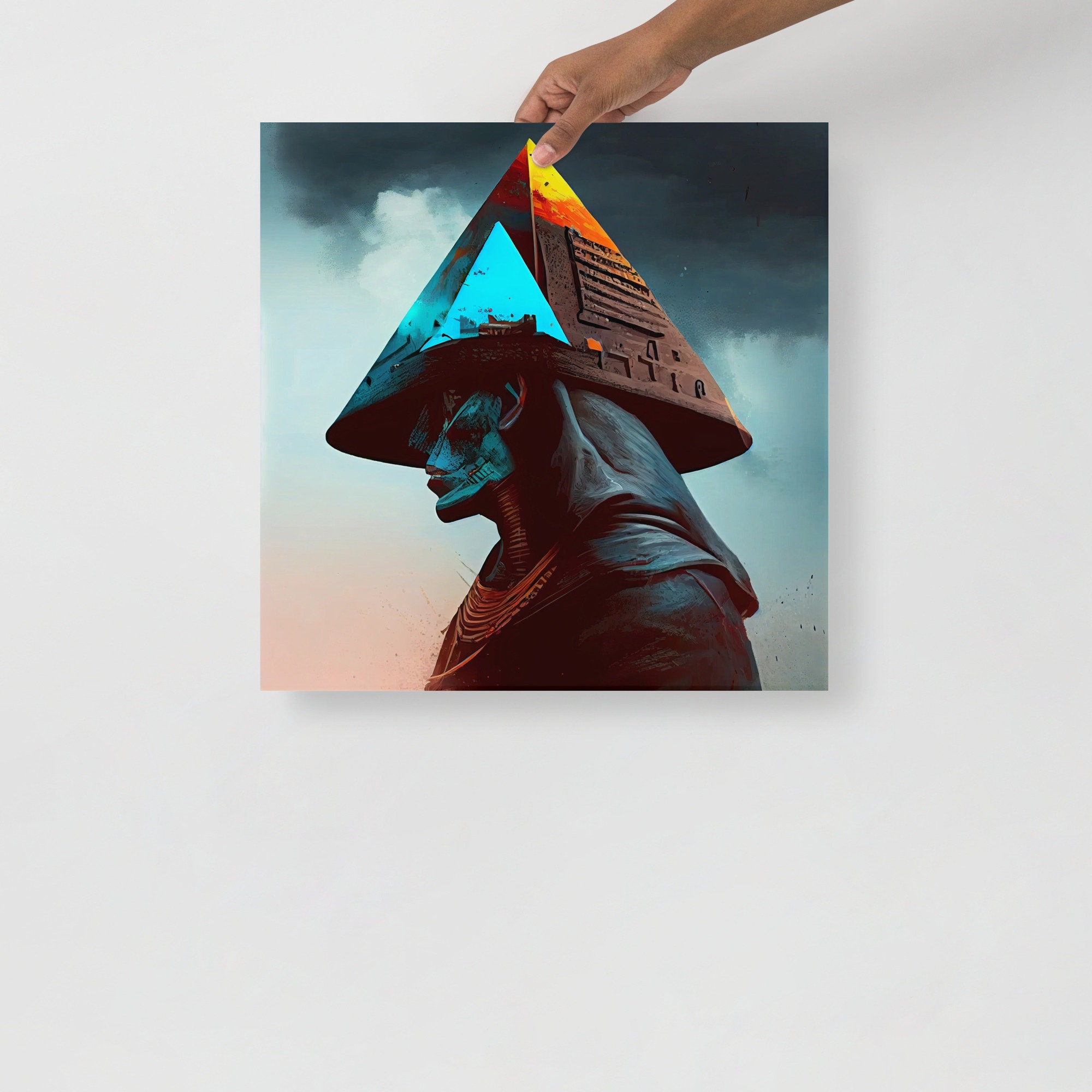 Warrior Neo Samurai Wall Art Ancient Pyramid Poster Cyberpunk Futurism ...