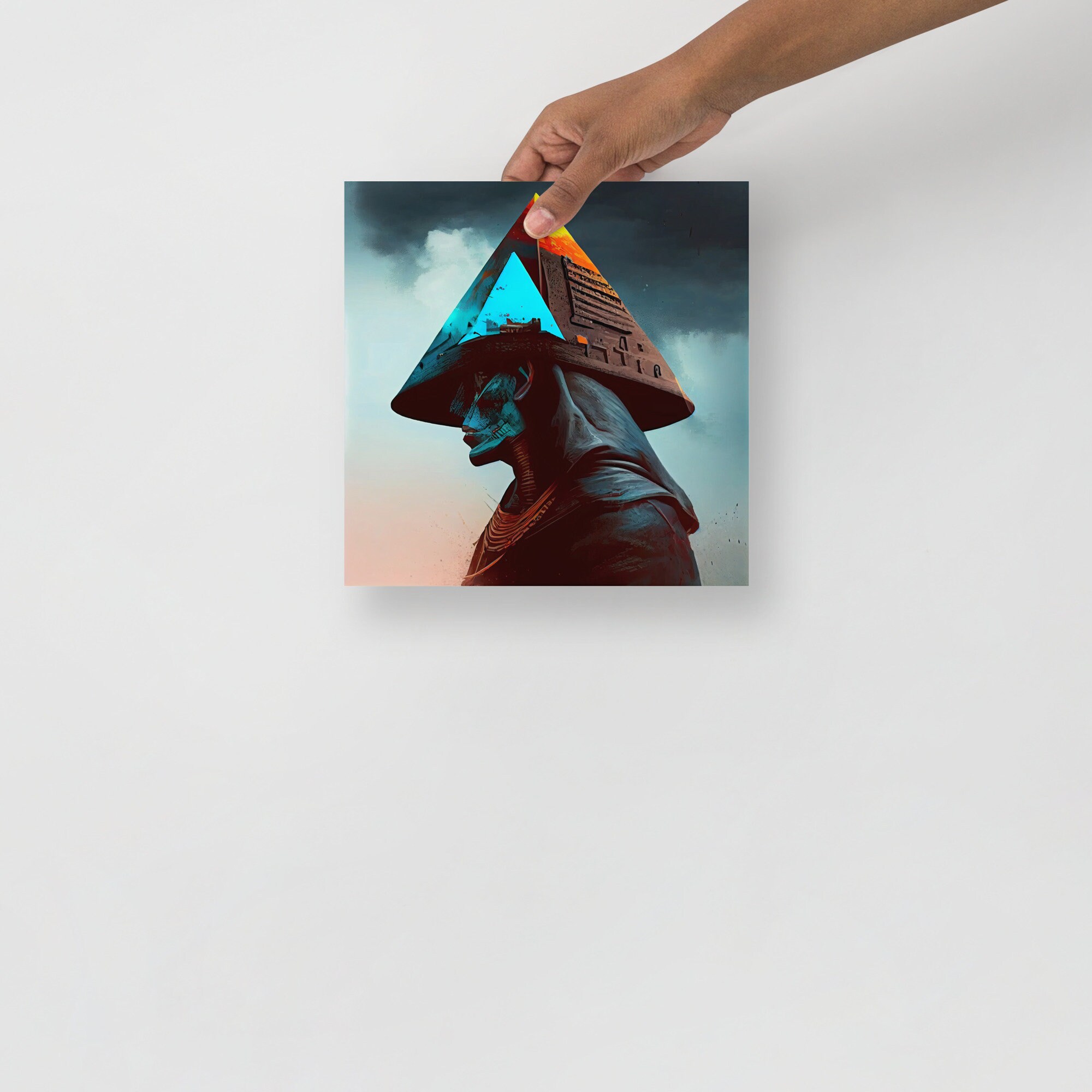 Warrior Neo Samurai Wall Art Ancient Pyramid Poster Cyberpunk Futurism ...