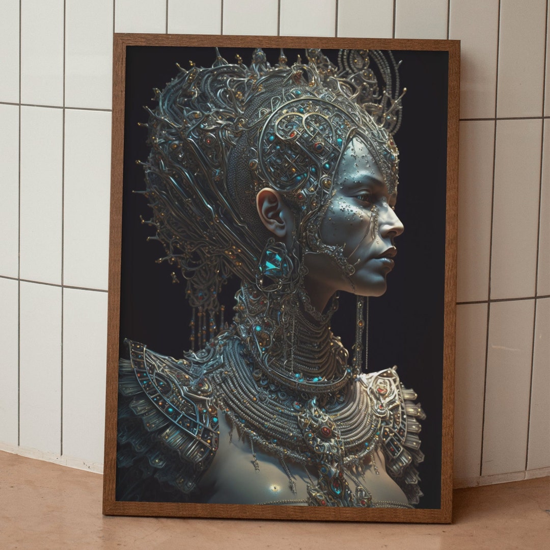 Cyberpunk Queen Poster Sci Fi Fantasy Art Nouveau Style Steampunk Woman ...