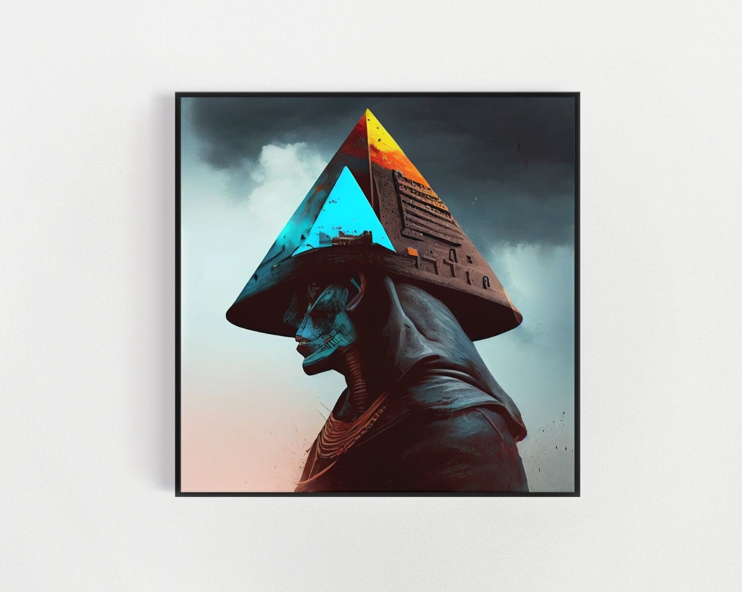 Warrior Neo Samurai Wall Art Ancient Pyramid Poster Cyberpunk Futurism ...
