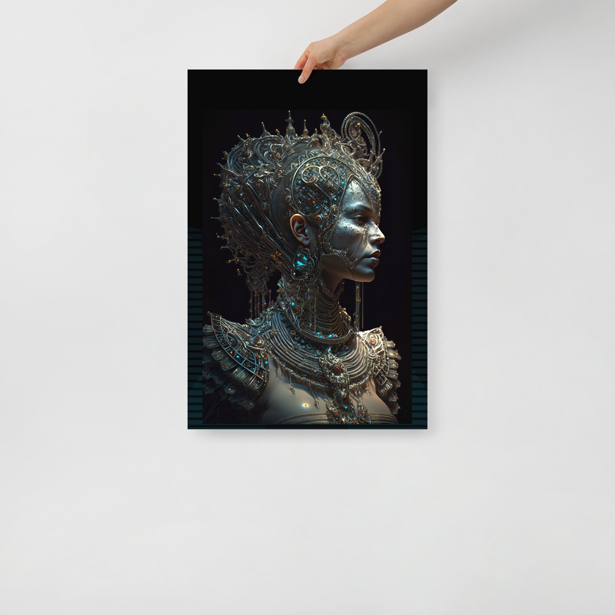 Cyberpunk Queen Poster Sci Fi Fantasy Art Nouveau Style Steampunk Woman ...