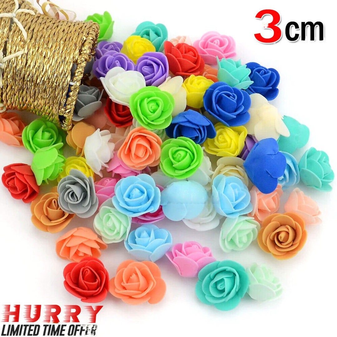 50/100 Foam Mini Roses WHOLESALE Heads Buds Small Flowers Wedding Home ...