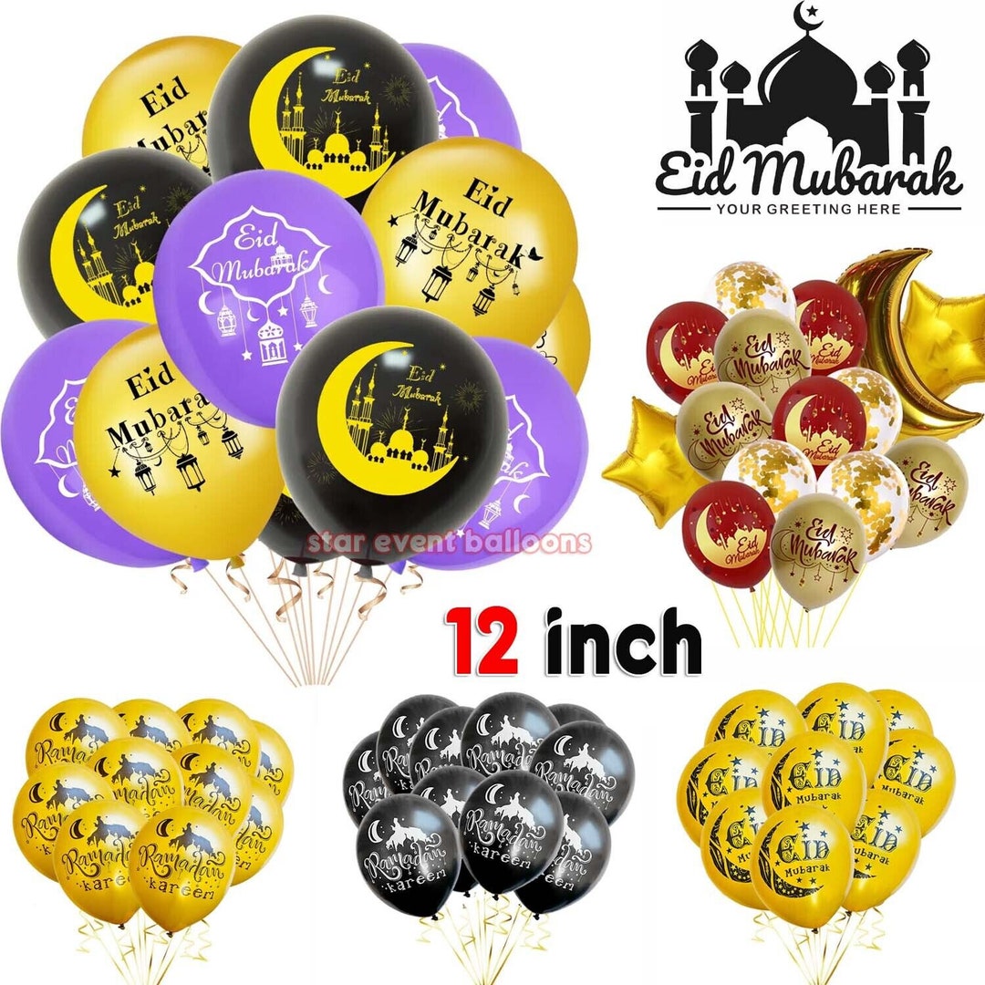 Islam Eid Ramadan Mubarak Printed Balloons Bunting Banner Kids ...