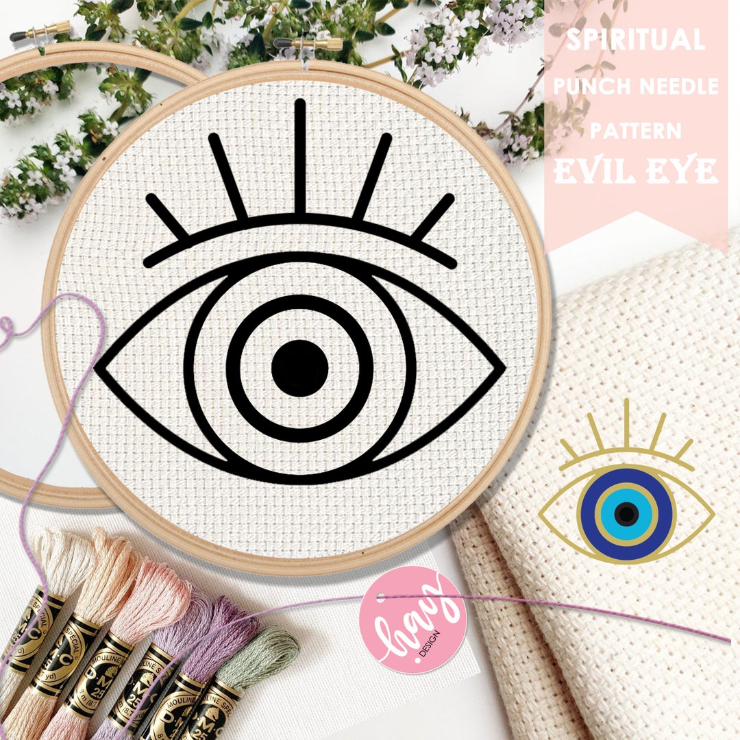 Evil Eye Spiritual Healing Punch Needle Pattern, Punch Needle Template ...