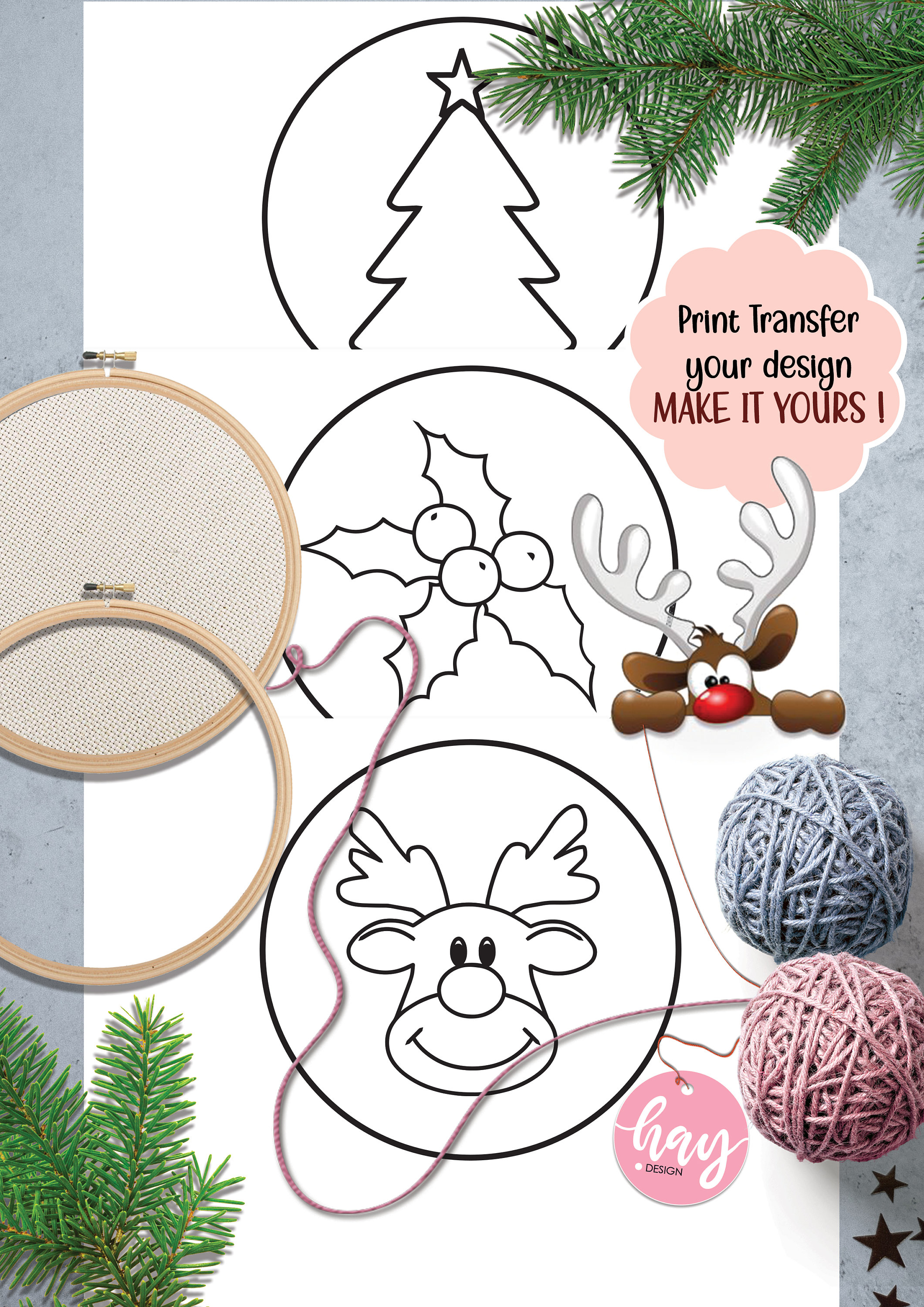 Christmas Patterns, Punch Needle, 14 PDF Printable Mug Coaster Patterns ...