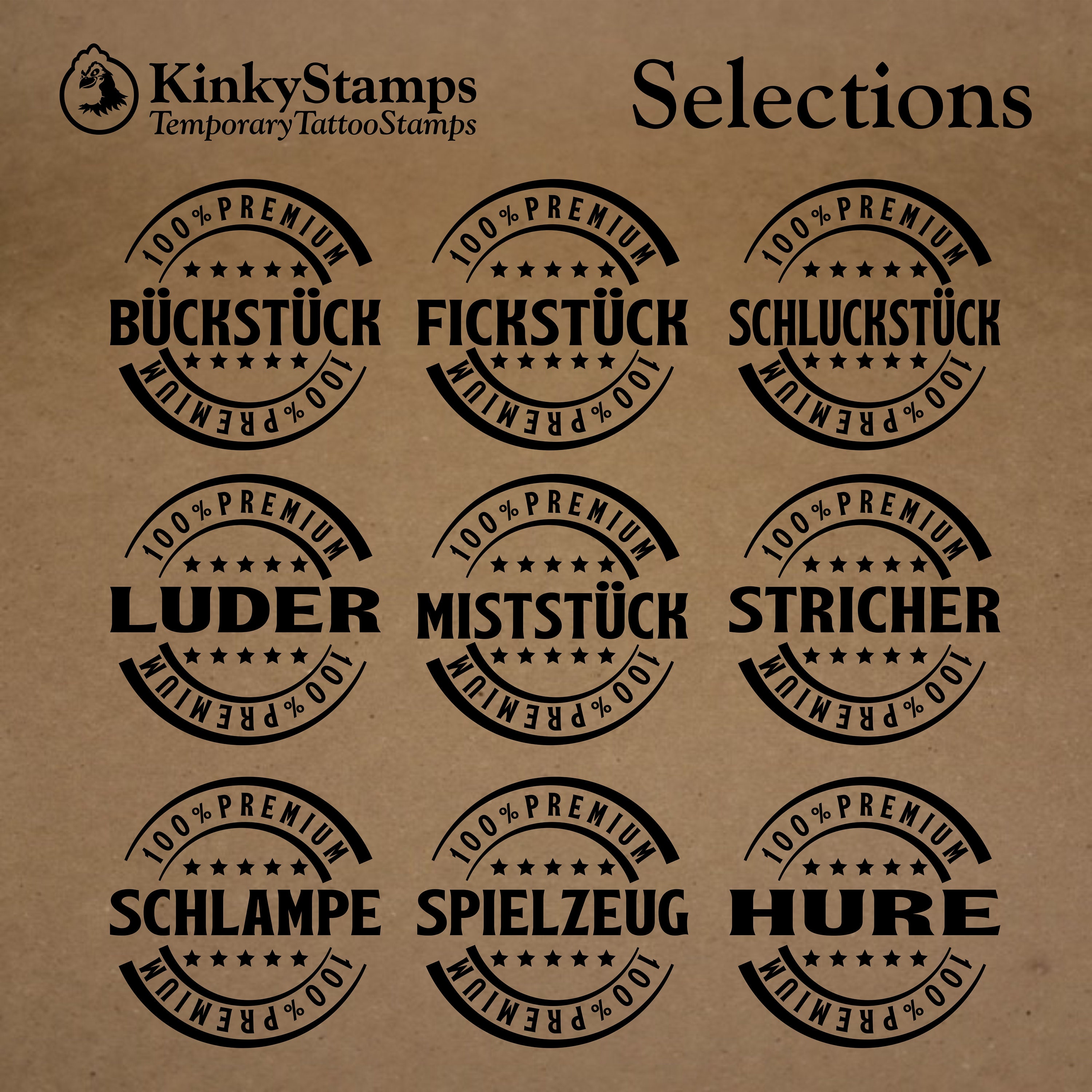 Temporary Kinky Tattoo Stamp BDSM Bend Piece Fuck Piece Swallow Piece ...