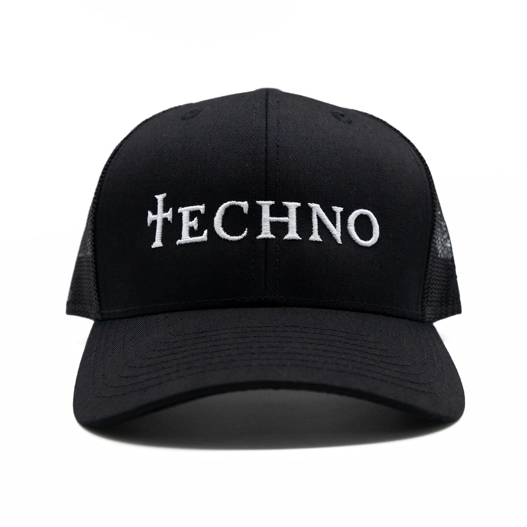 TECHNO 3D Puff Embroidered Logo 6 Panel Mesh Snapback / Black - Etsy
