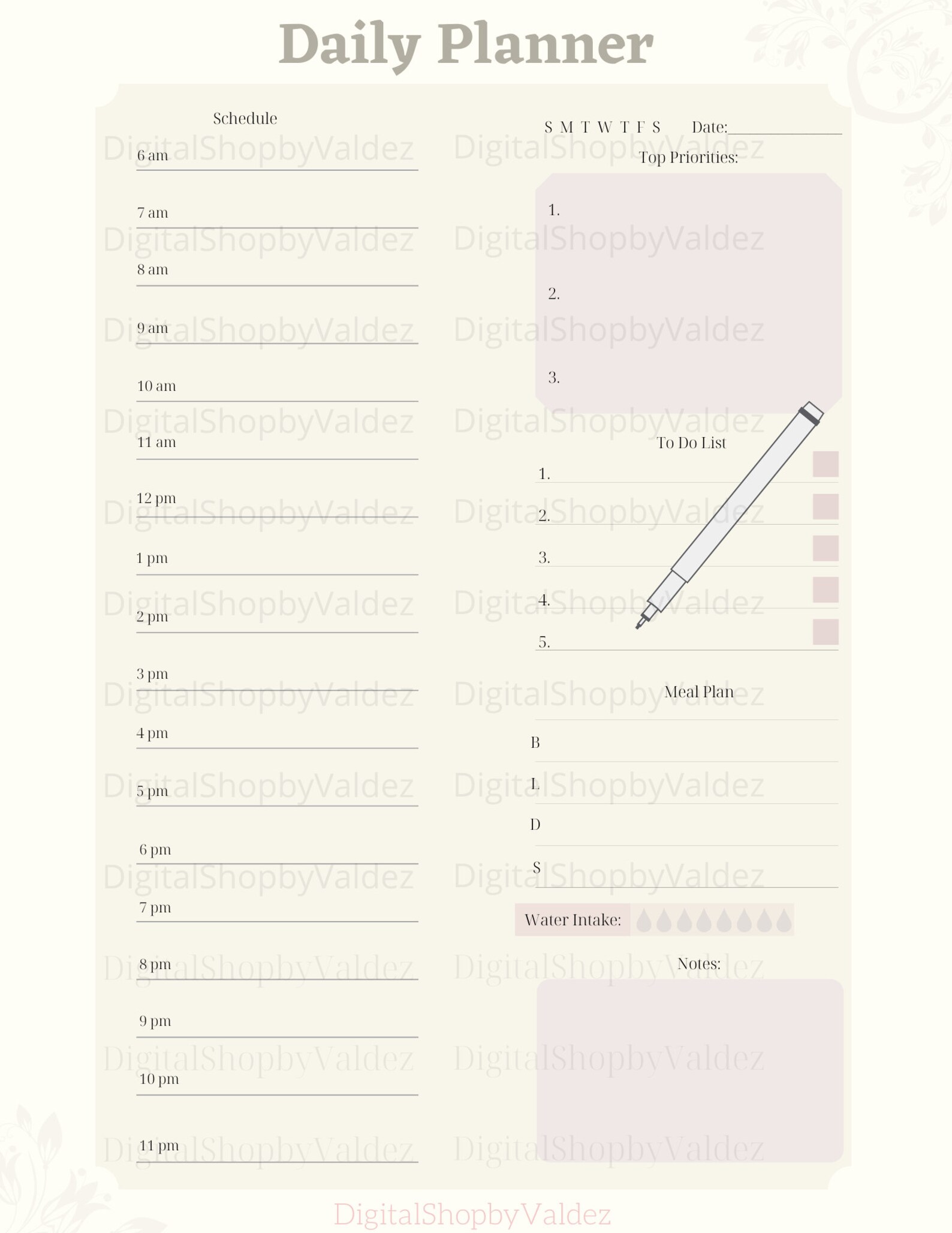 Daily DIGITAL Planner, INSTANT PDF Download Available, Can Use on ...