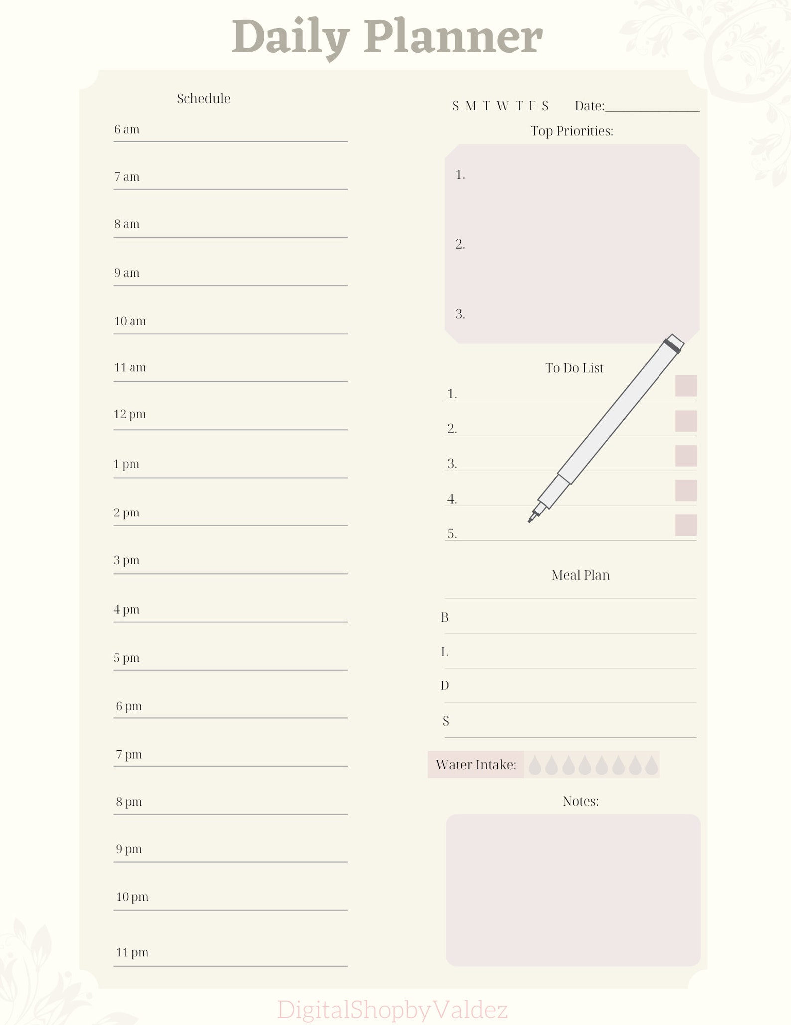 Daily DIGITAL Planner, INSTANT PDF Download Available, Can Use on ...