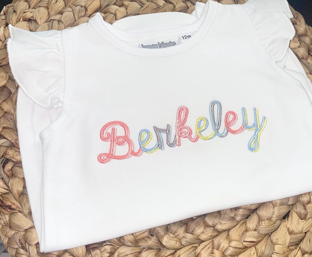 Double Name Bright - Bubble - Tee - Embroidered - Personalized - Etsy