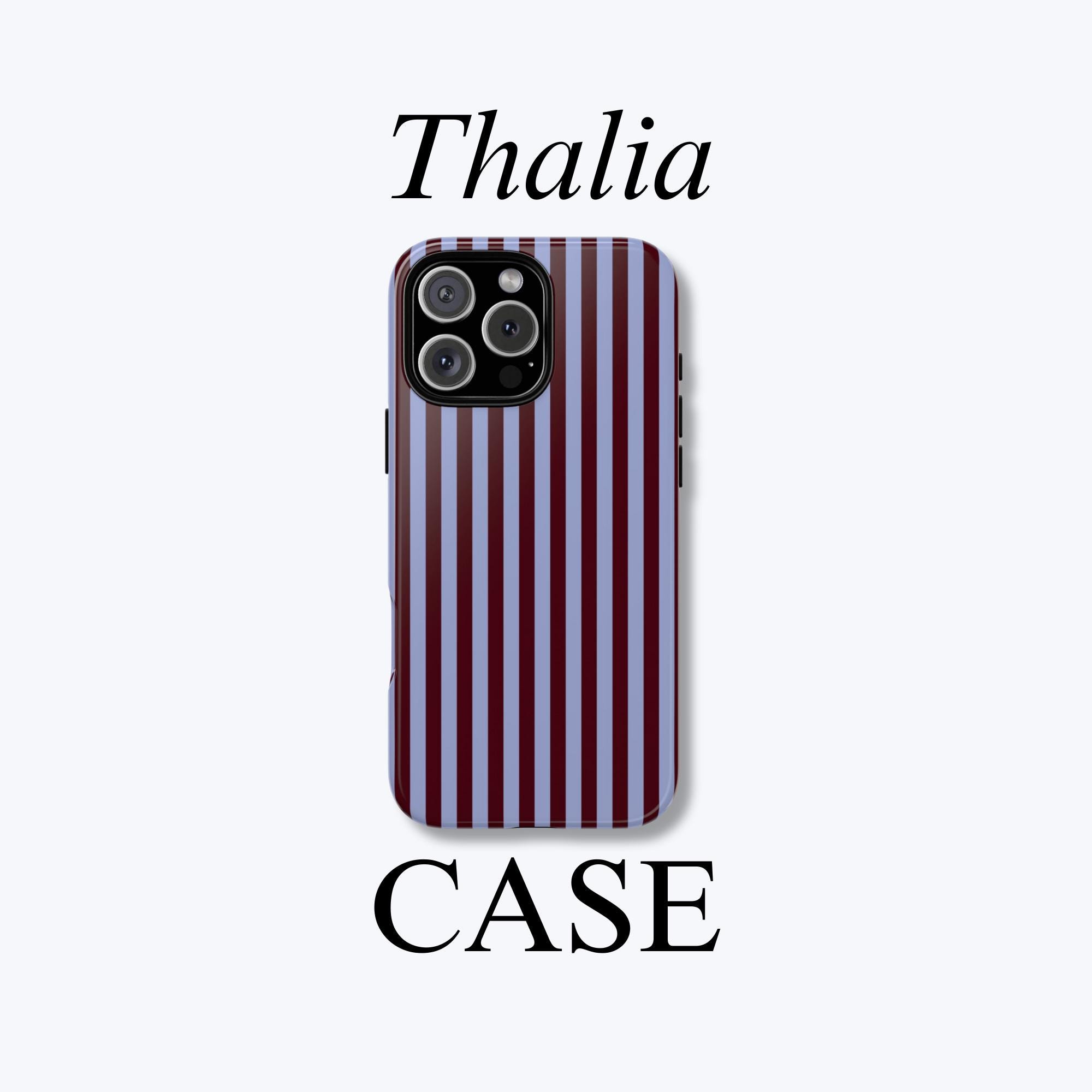 Thalia Case: Burgundy and Blue-lilac Striped Phone Case, Glossy ...