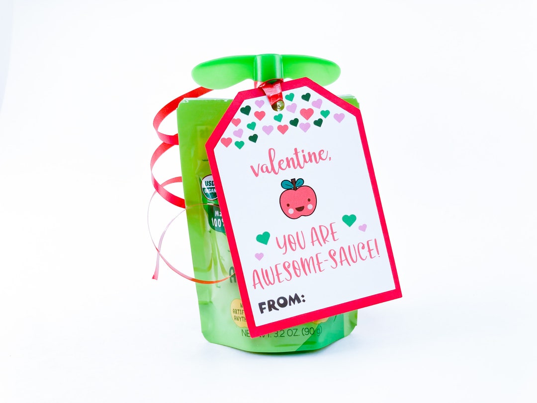 Applesauce Tag Valentine, Squeeze Pouch Valentine, Applesauce Valentine ...