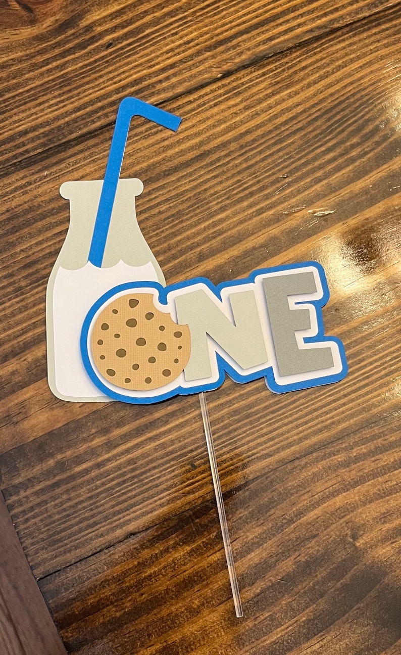 Milk and Cookies Cake Topper, Cookie Cake Topper “one” - BLUE - Etsy