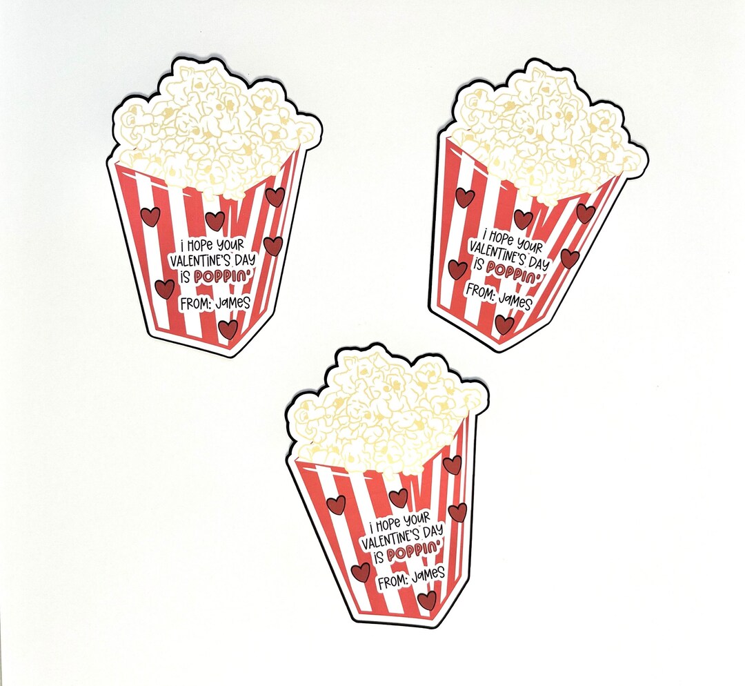 Popcorn Valentine, Popcorn Tags, Popcorn Valentine Stickers, Boy ...