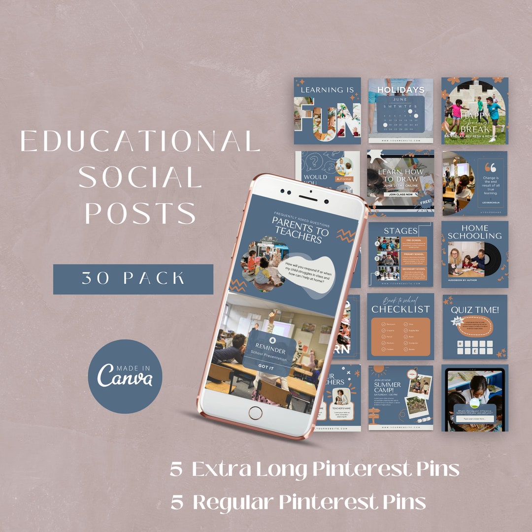 Educational Instagram Templates for Business, Back to School, Editable ...