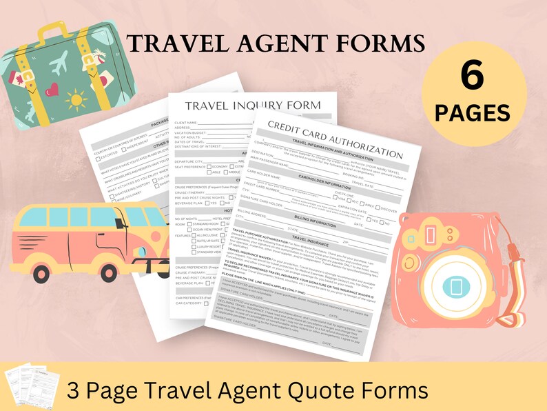 Travel Agent Forms Digital Template for Business Management, Editable ...
