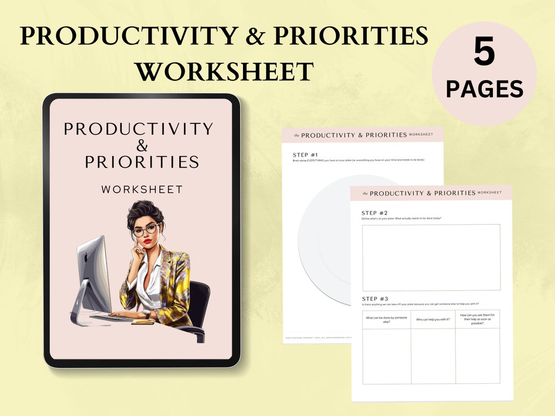 Productivity and Priorities Worksheet ,productivity Planner,editable ...