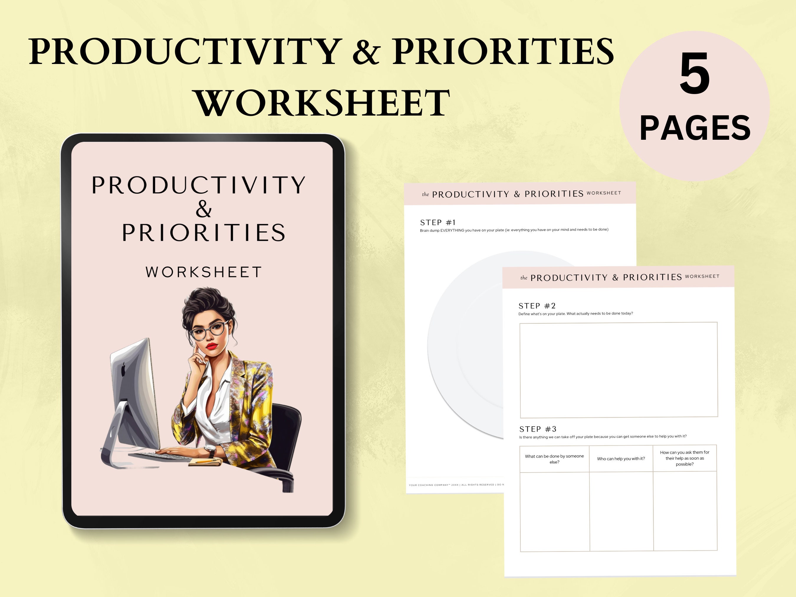 Productivity and Priorities Worksheet ,productivity Planner,editable ...