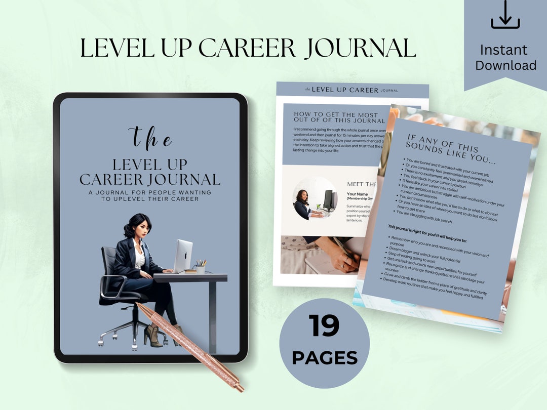 Level up Career Journal coaching Canva Template Professional ...