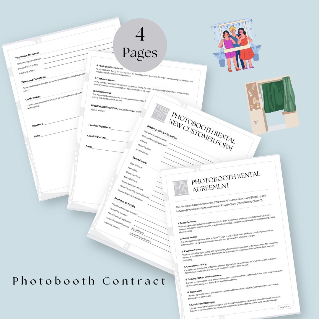 Photo Booth Contract, Photo Booth Rental Agreement, Editable Canva ...