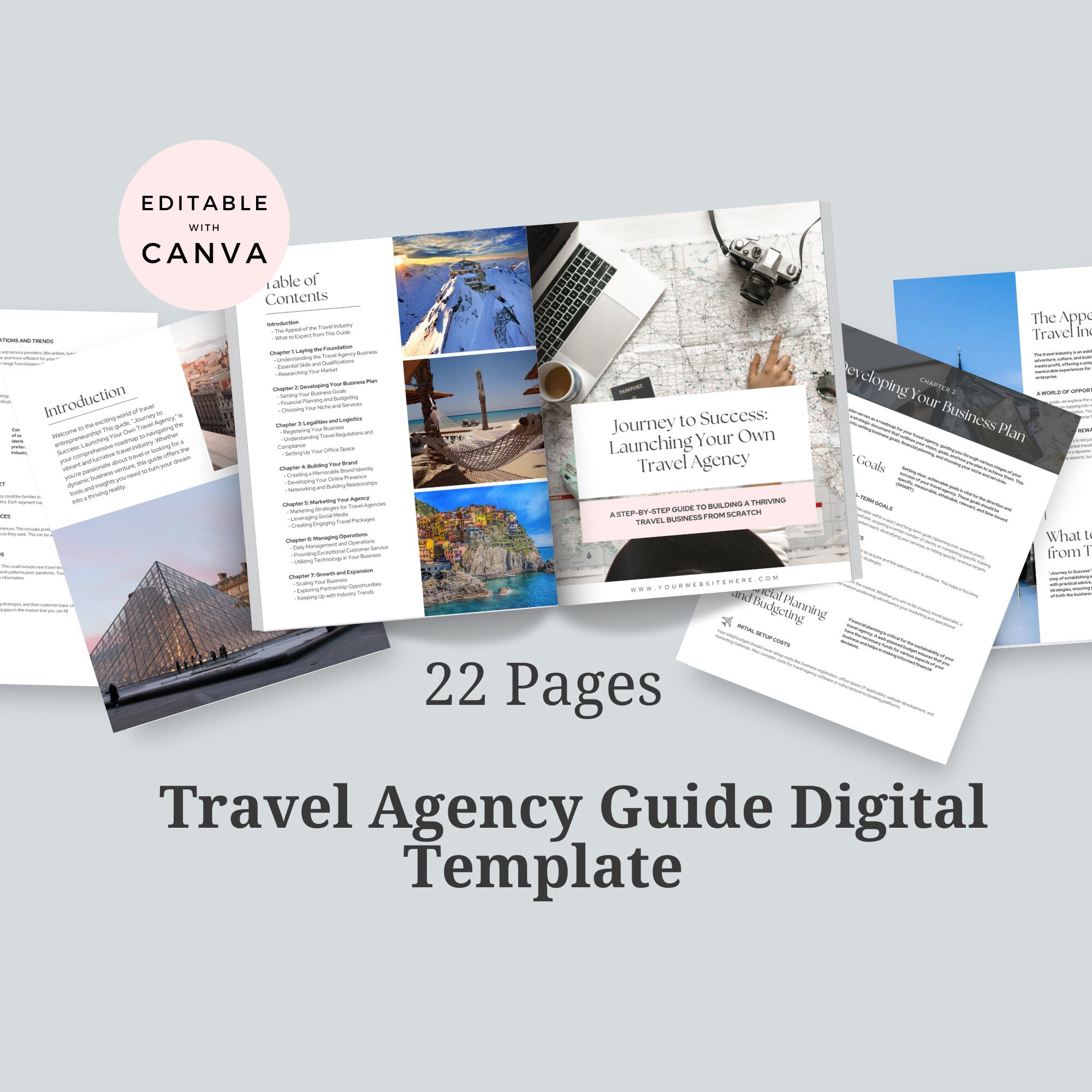Travel Agency Guide Digital Template, Instant Download, Editable Canva ...