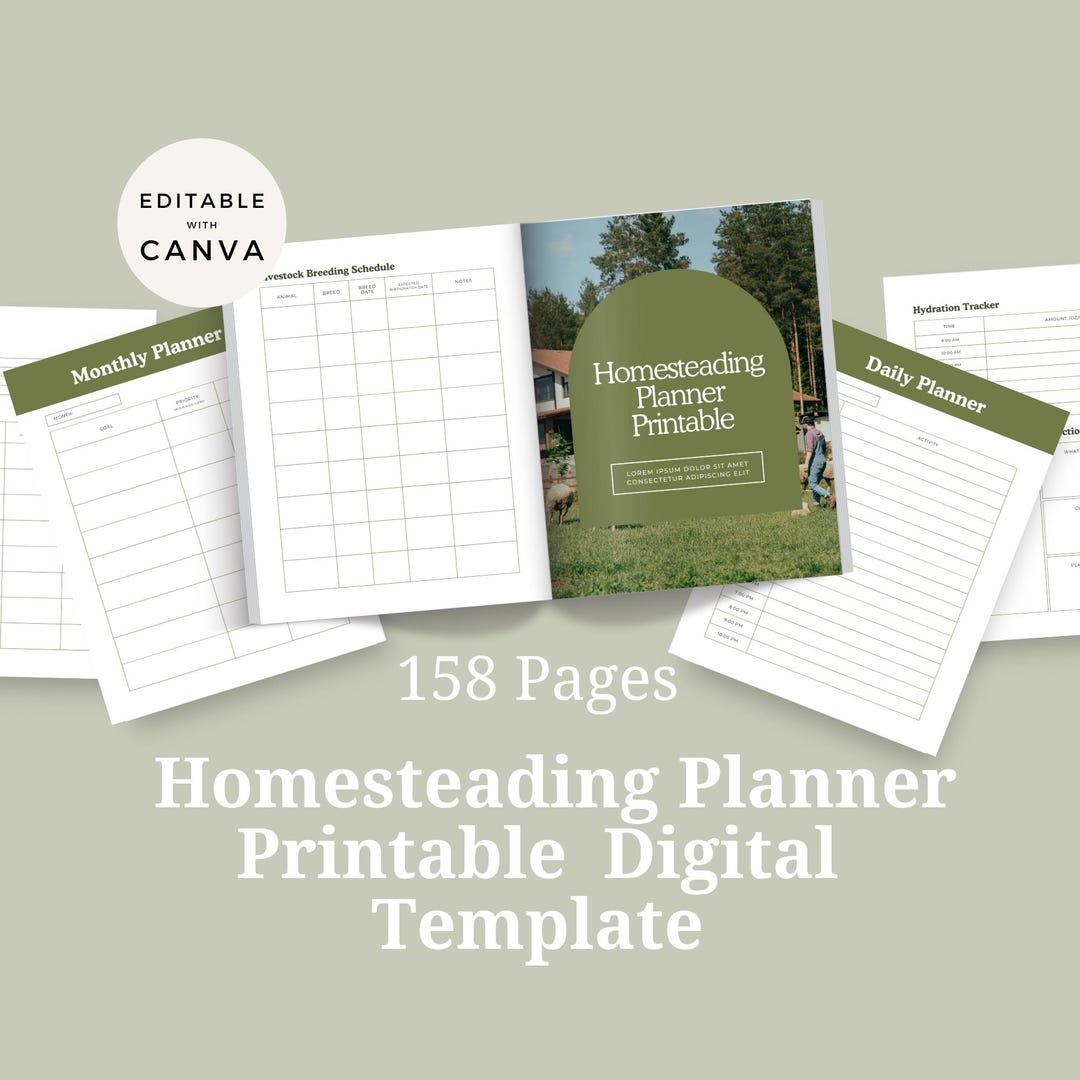 Homesteading Planner Digital Template, Printable Farmhouse Organizer ...