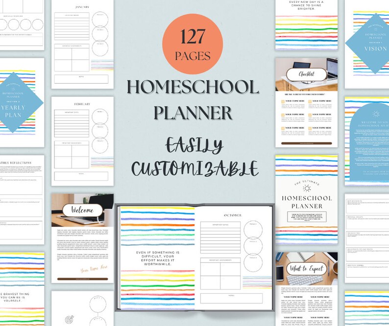 Homeschool Lesson Digital Planner,teacher Planner,academic Planner ...